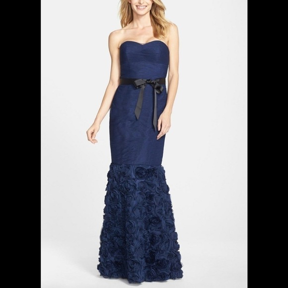 JS Collections | Dresses | Js Collections Blue Mesh Rosettes Sweetheart ...